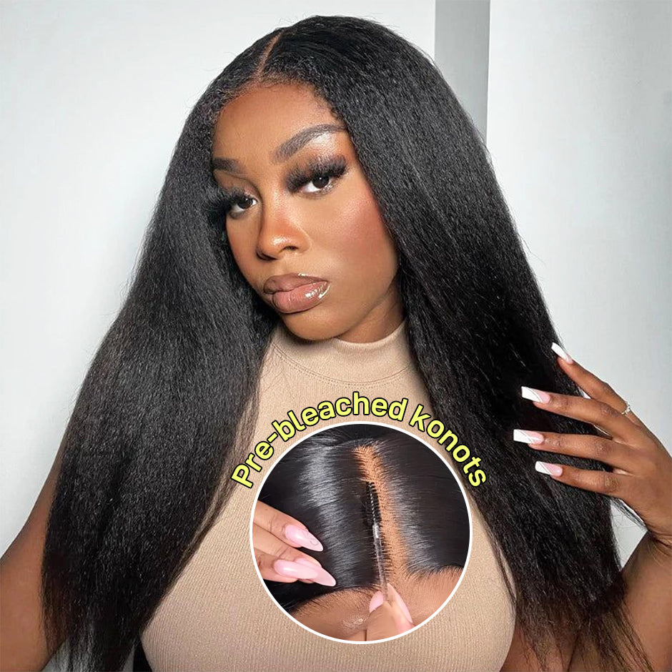 MORE FACE – perruque droite crépue avec nœuds pré-blanchis, 6x4 HD, pr – morefacewig